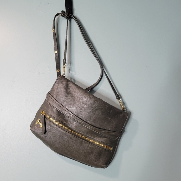 Halston Heritage | Bags | Halston Heritage Pebbled Leather Green ...